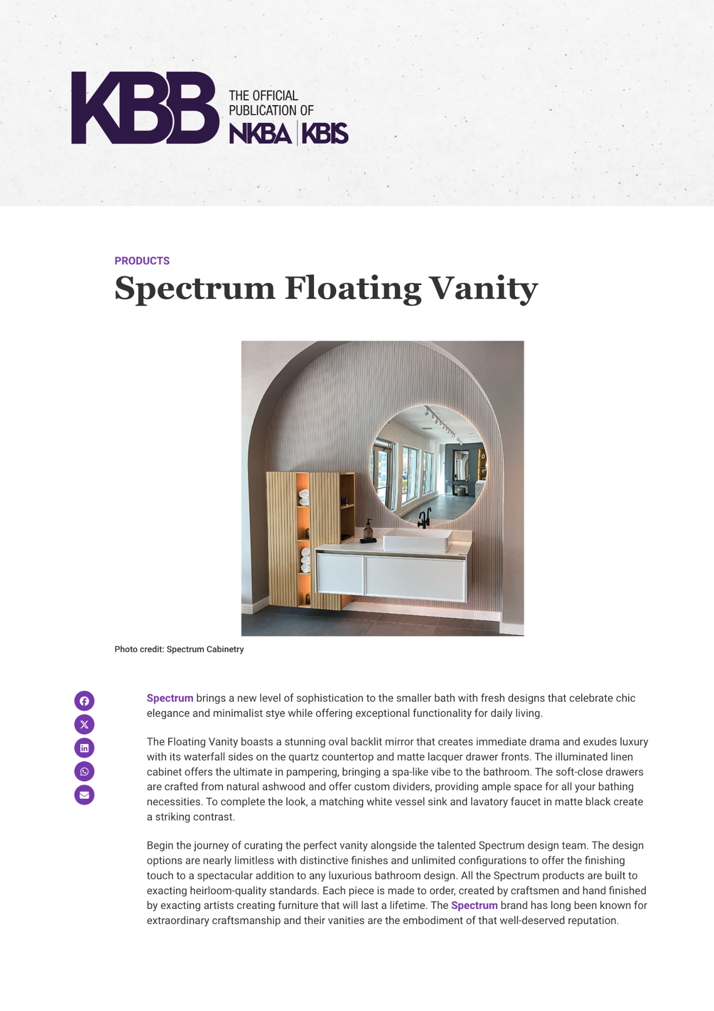 Spectrum Fine Cabinetry In Top Kitchen & Bath Publications